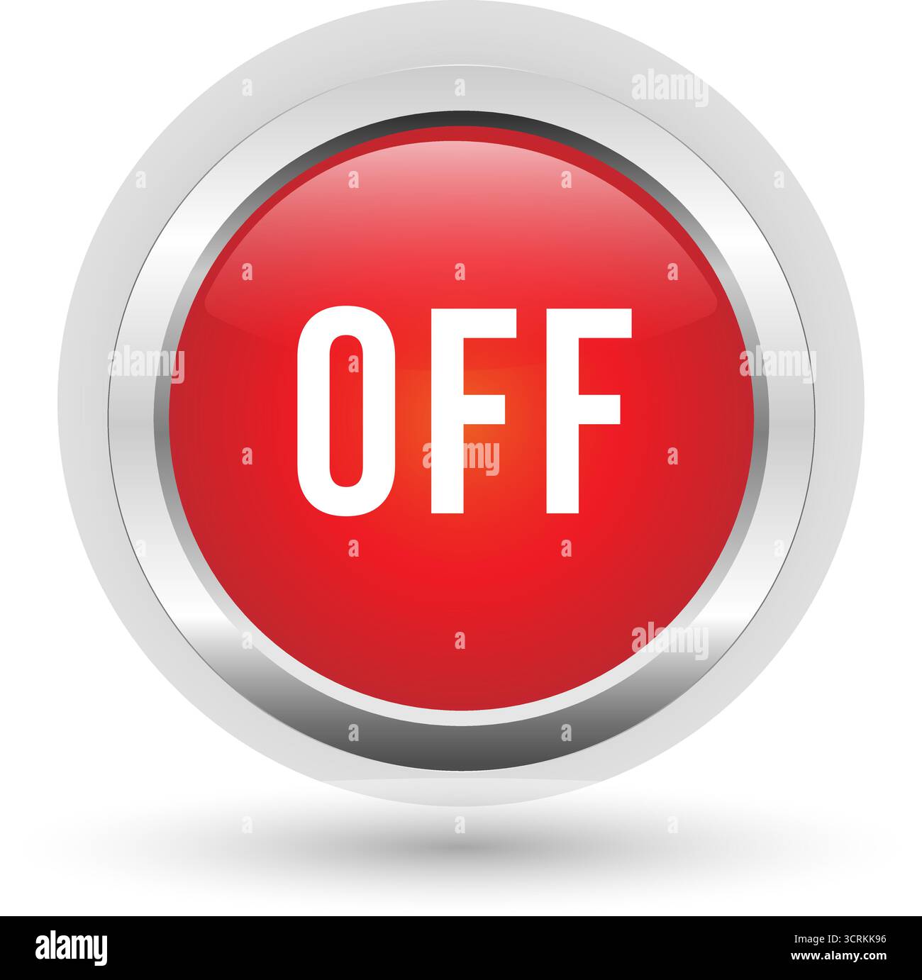Shiny red button with metallic border and OFF text, symbolizing power ...