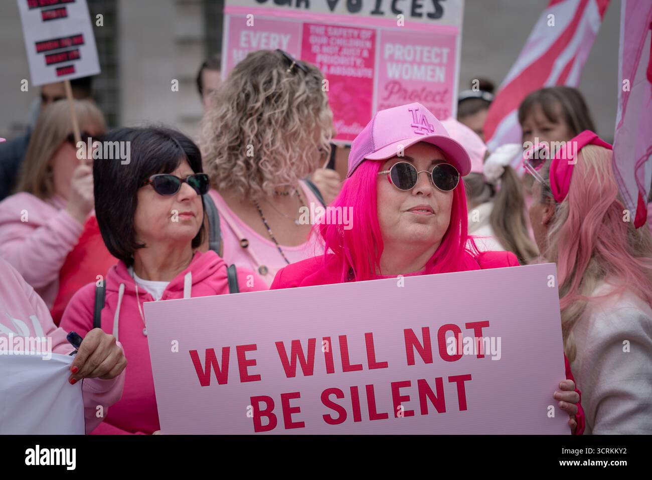 London, UK. 1st October 2025. 'Pink Ladies' protest movement gathers in ...