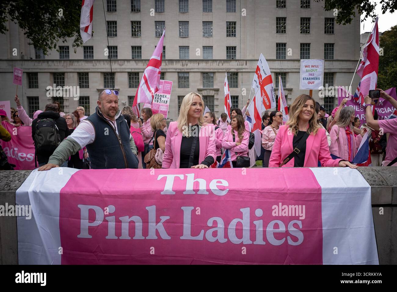 London, UK. 1st October 2025. 'Pink Ladies' protest movement gathers in ...