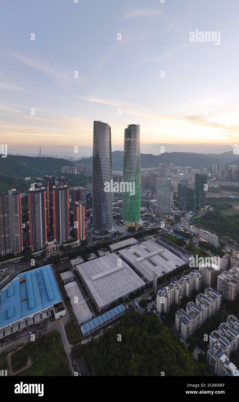 Aerial photography of Xinghe Headquarters Twin Towers in Bantian Street ...