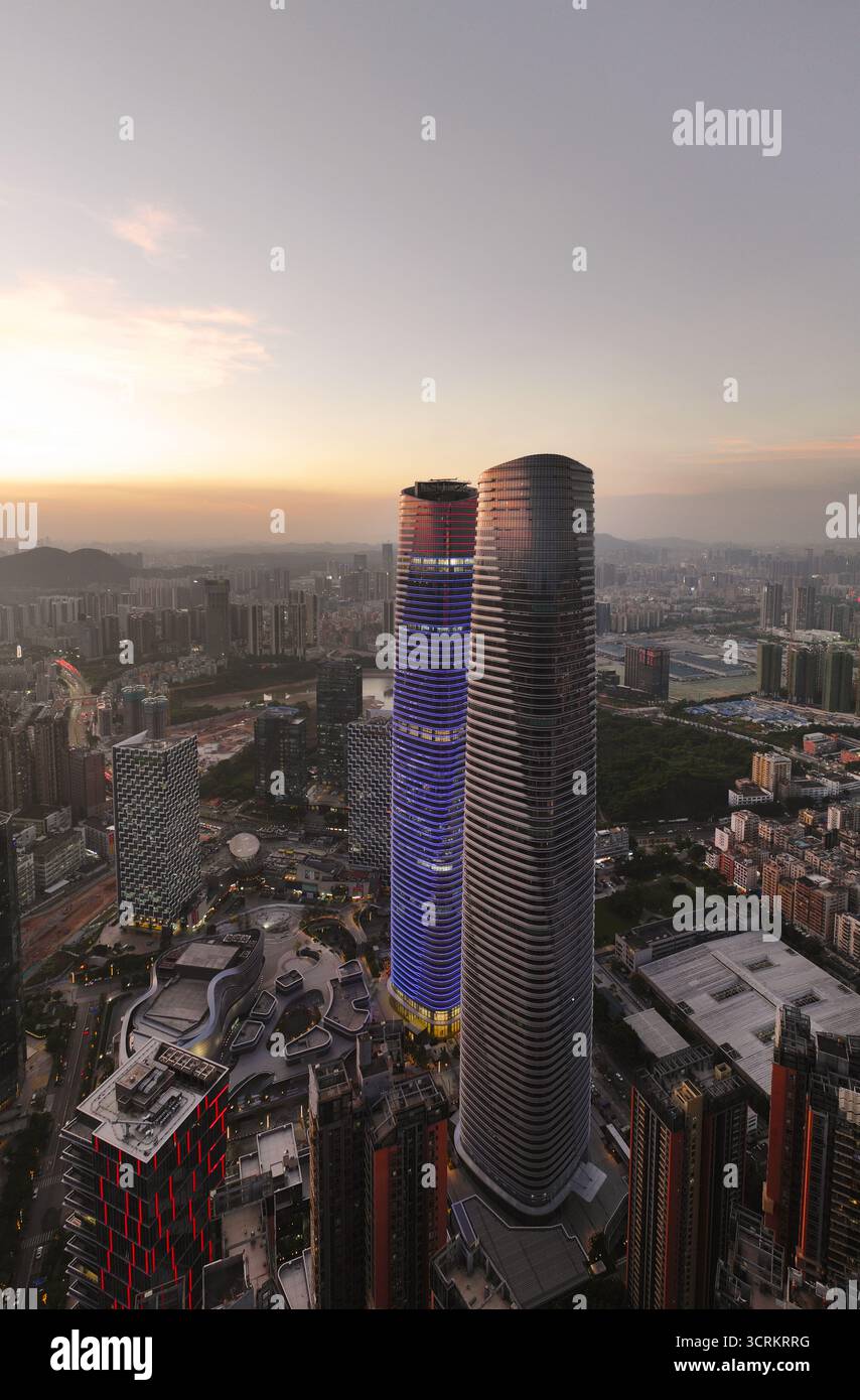 Aerial photography of Xinghe Headquarters Twin Towers in Bantian Street ...