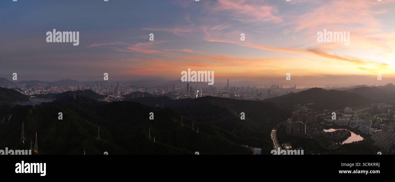Aerial photography of Xinghe Headquarters Twin Towers in Bantian Street ...