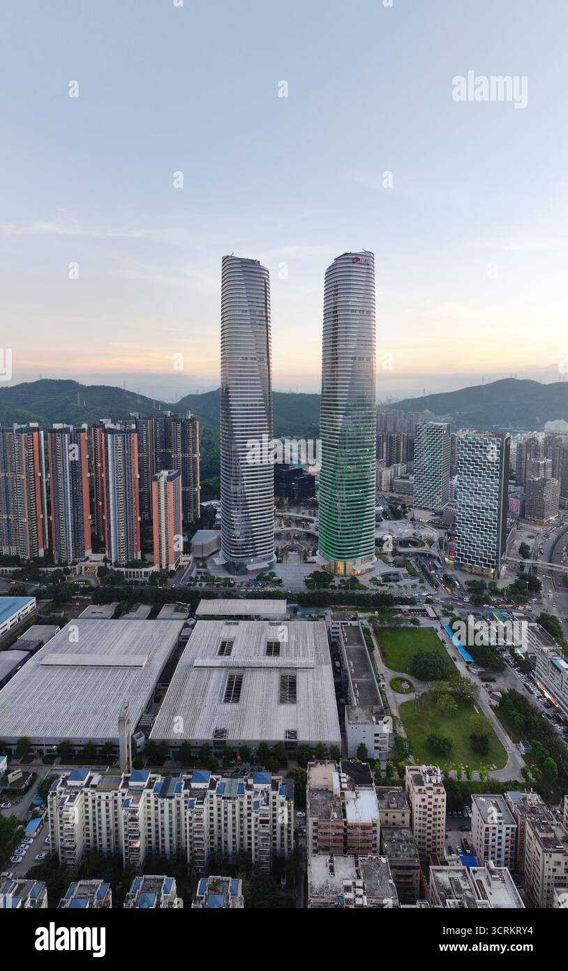 Aerial photography of Xinghe Headquarters Twin Towers in Bantian Street ...