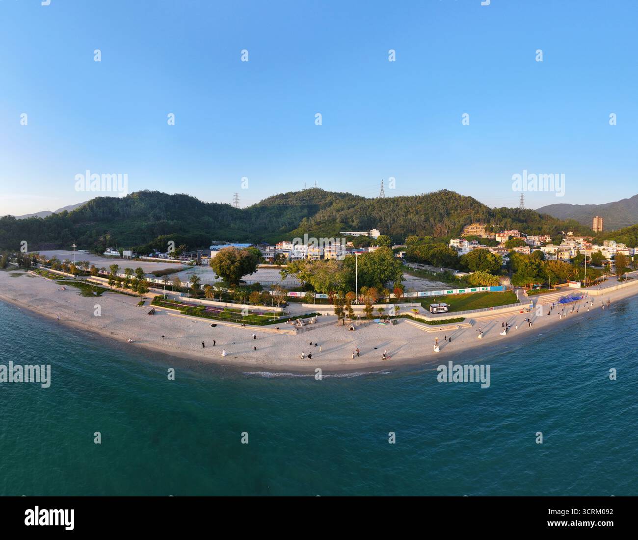 Aerial photography of sand and fish in Guanhu Beach, Guanhu Village ...