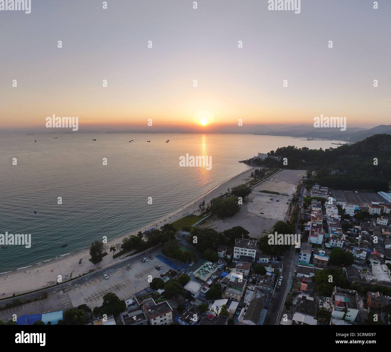 Aerial photography of sand and fish in Guanhu Beach, Guanhu Village ...