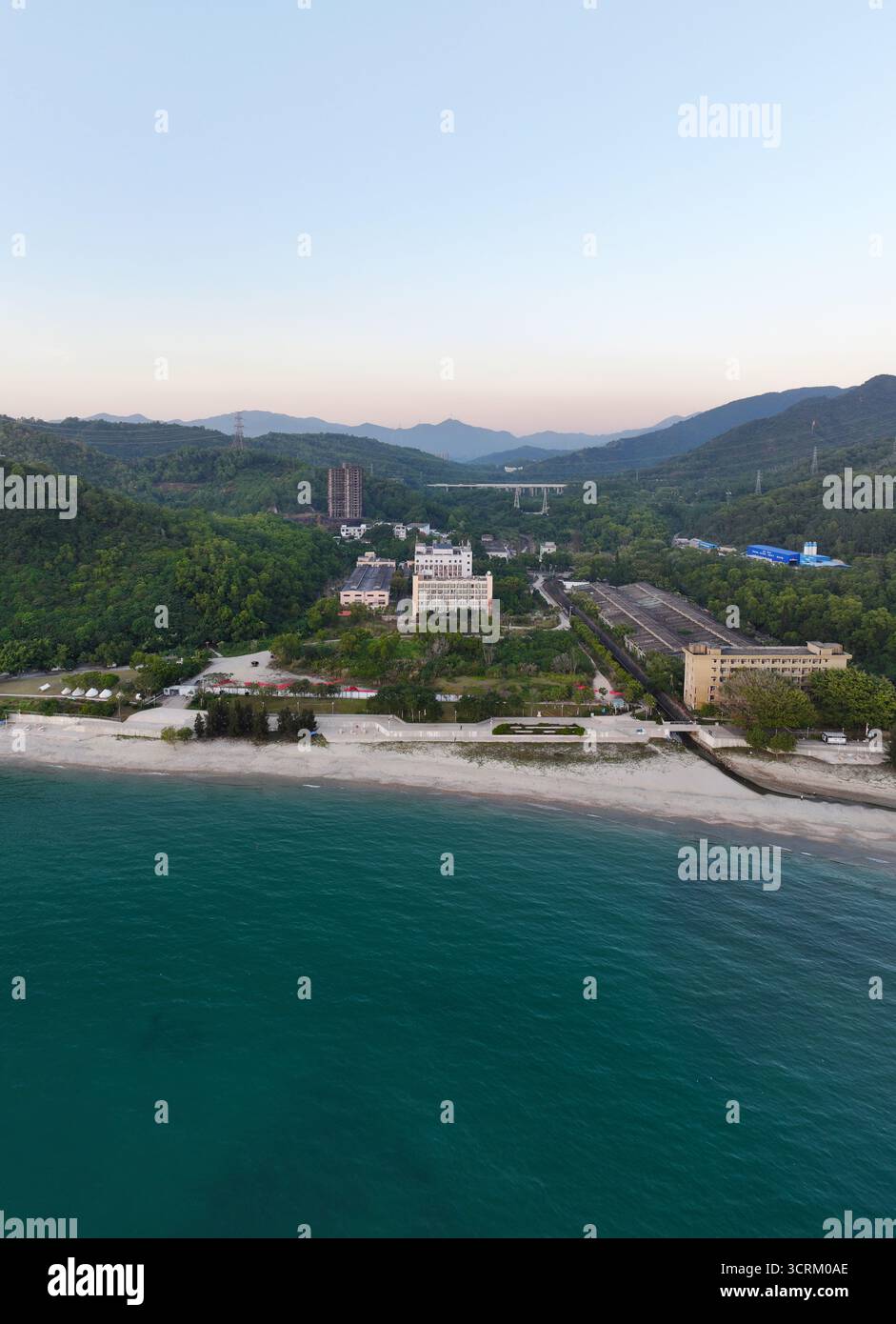 Aerial photography of sand and fish in Guanhu Beach, Guanhu Village ...