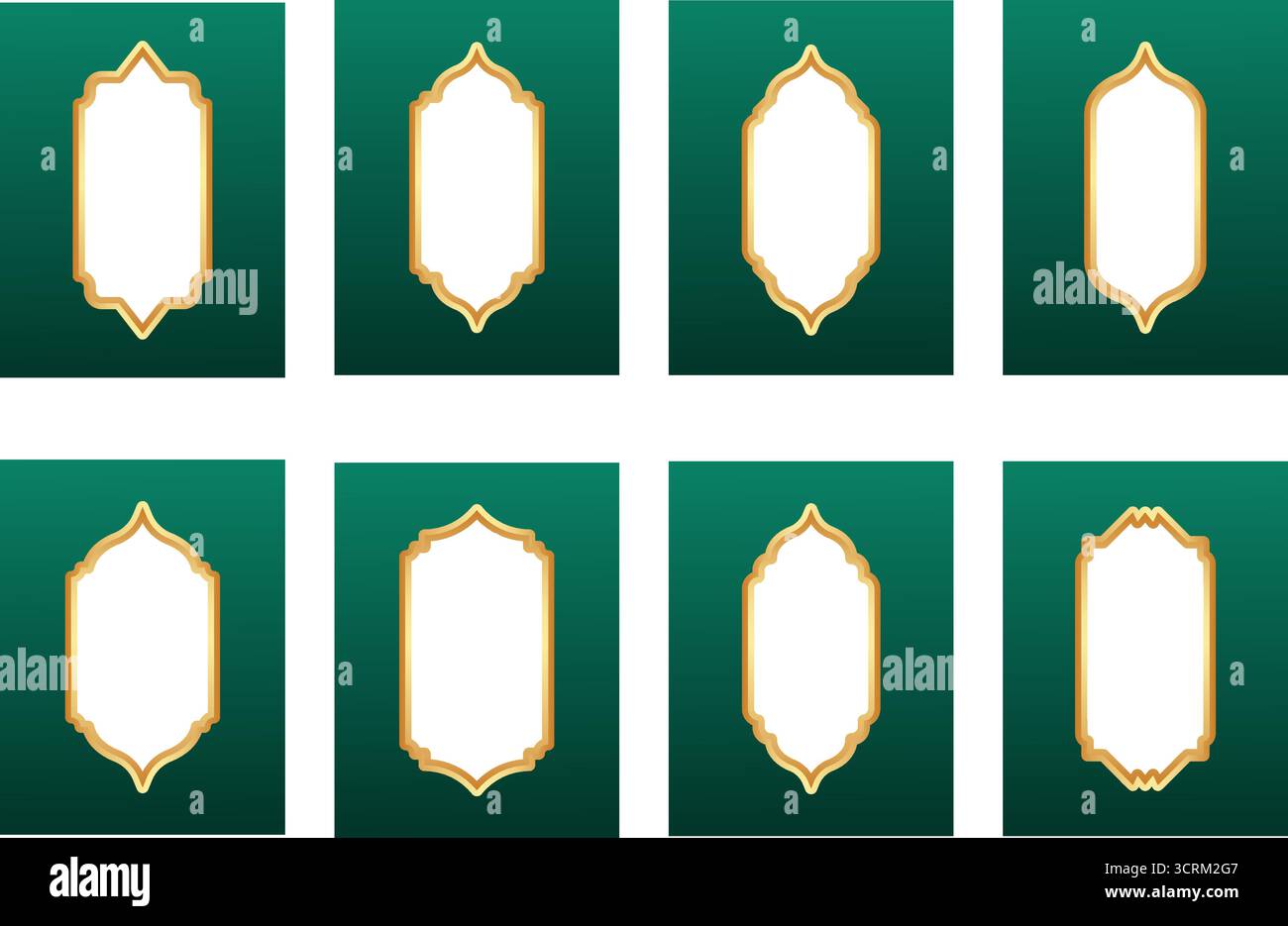 Islamic Ramadan golden frames with ornamental arch. Window and door ...