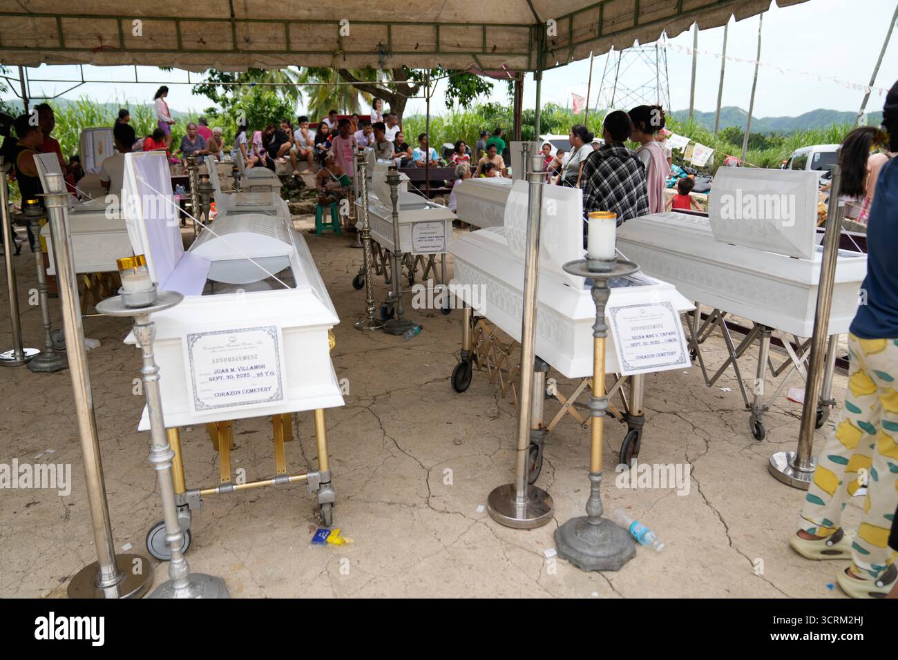 People visit earthquake victims on Thursday, Oct. 2, 2025 after a ...