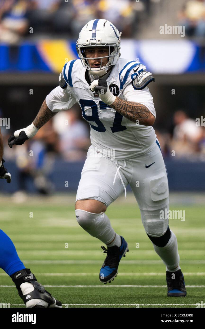 Indianapolis Colts defensive end Laiatu Latu (97) runs during an NFL ...