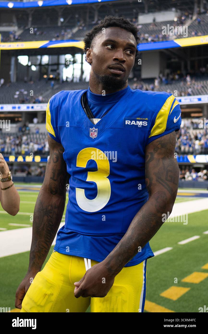 Los Angeles Rams safety Kam Curl (3) walks back to the locker room ...