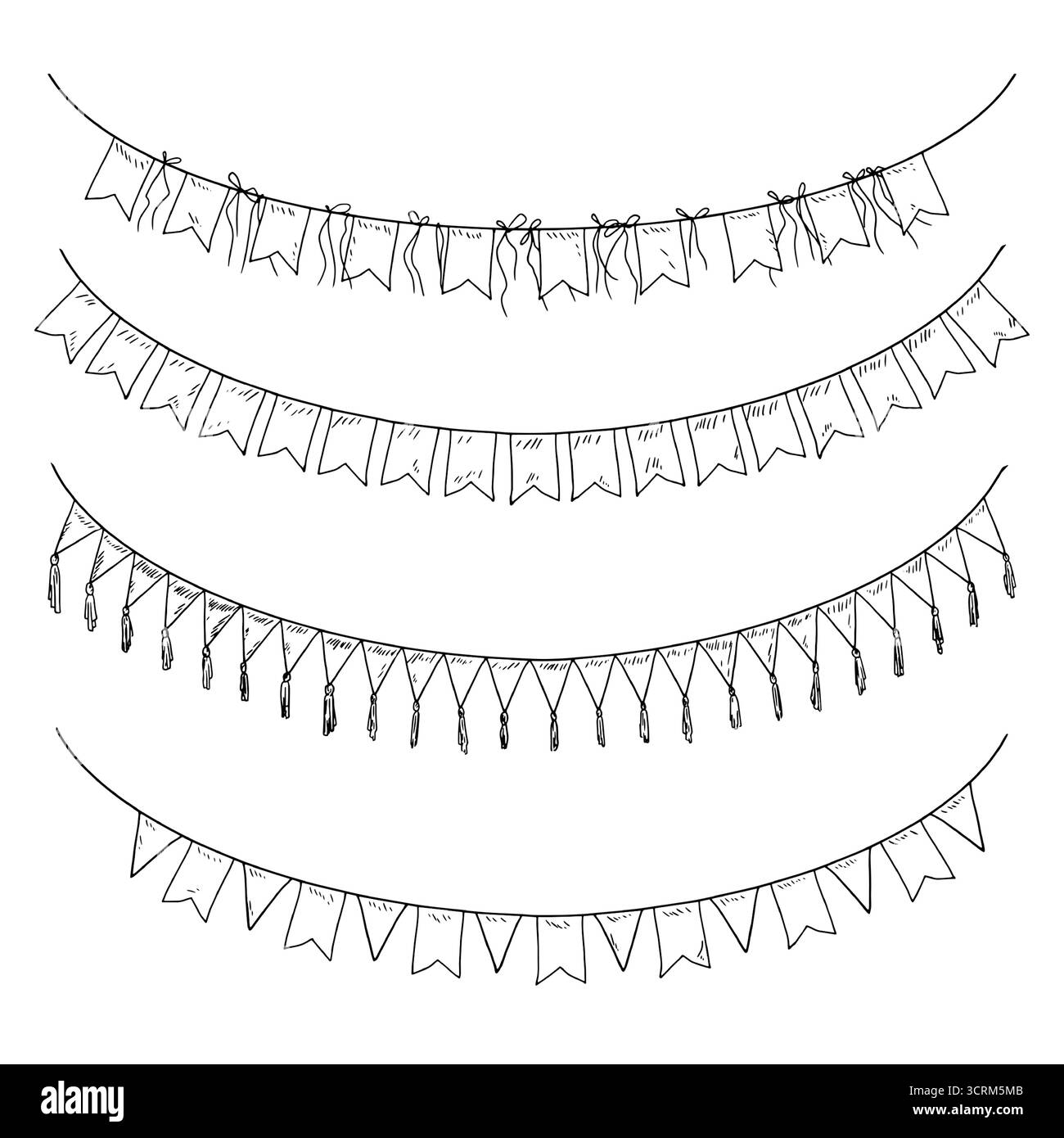 Party garland set flag Black and White Stock Photos & Images - Alamy