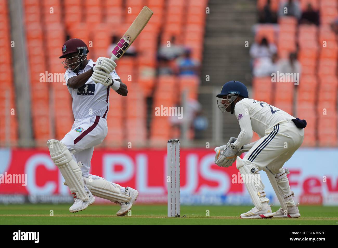 West Indies' Justin Greaves plays a shot on the first day of the first ...