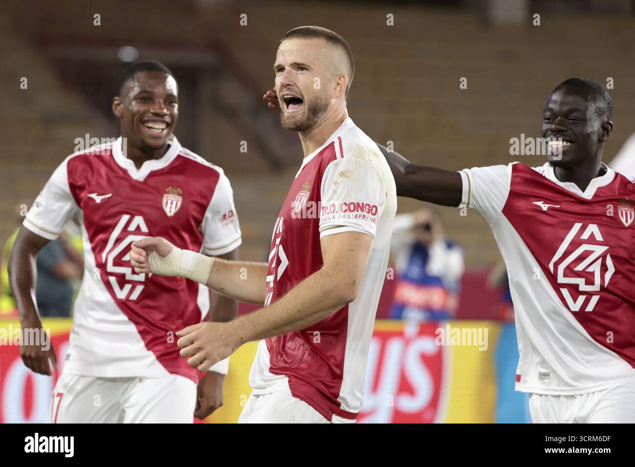 Eric Dier of Monaco celebrates with teammates scoring his penalty ...