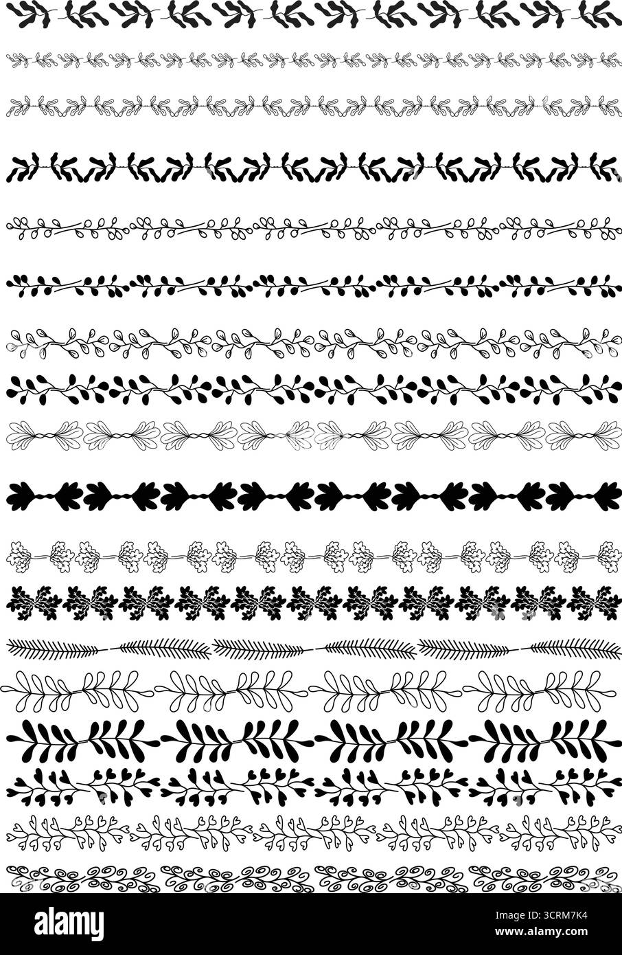 Flower border horizontal floral line decorative pattern frame ...