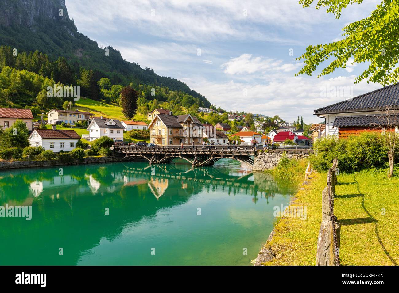 picturesque village Stryn near the fameus Geiranger fjord in the ...