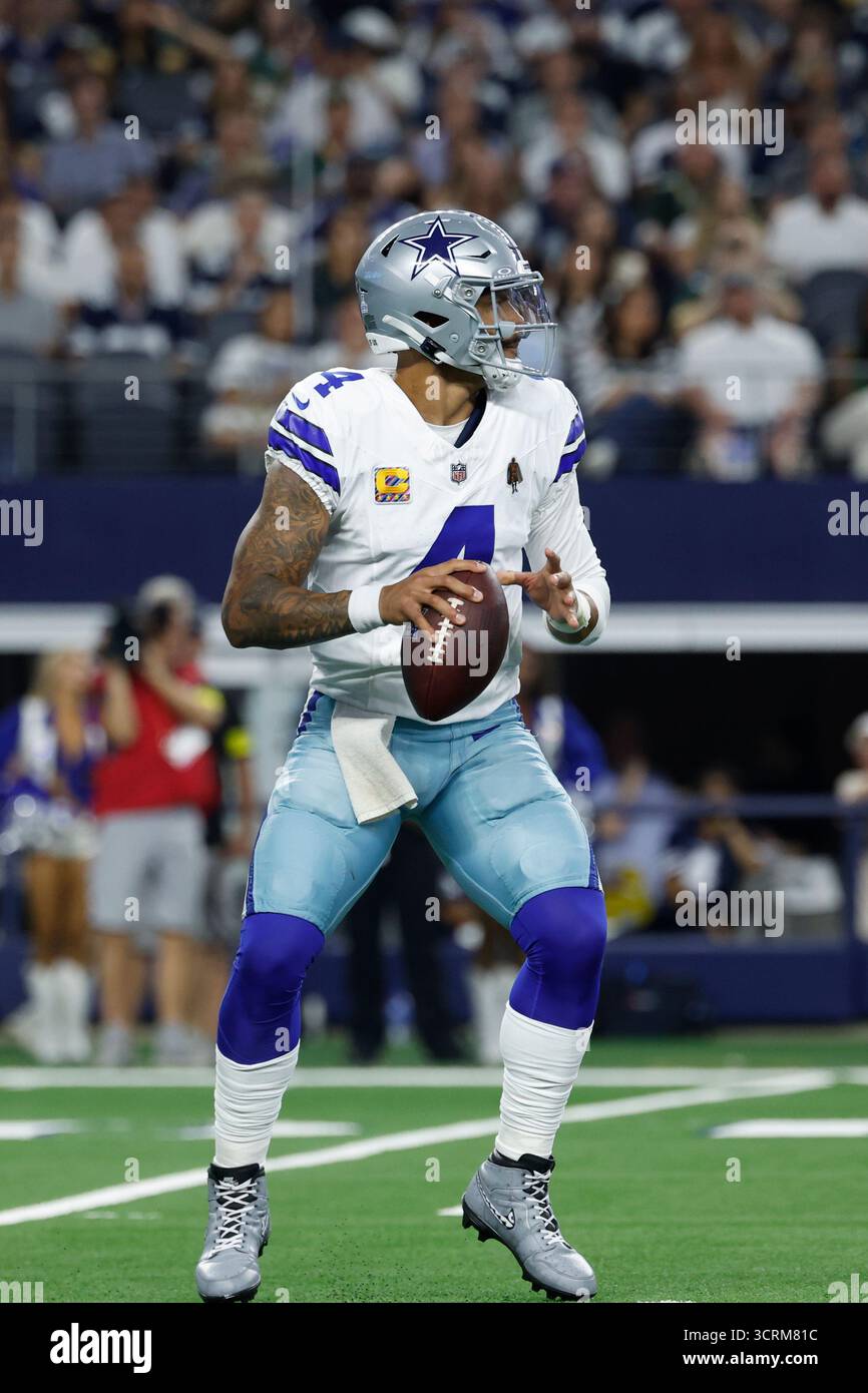 Dallas Cowboys quarterback Dak Prescott (4) looks to pass during a NFL ...