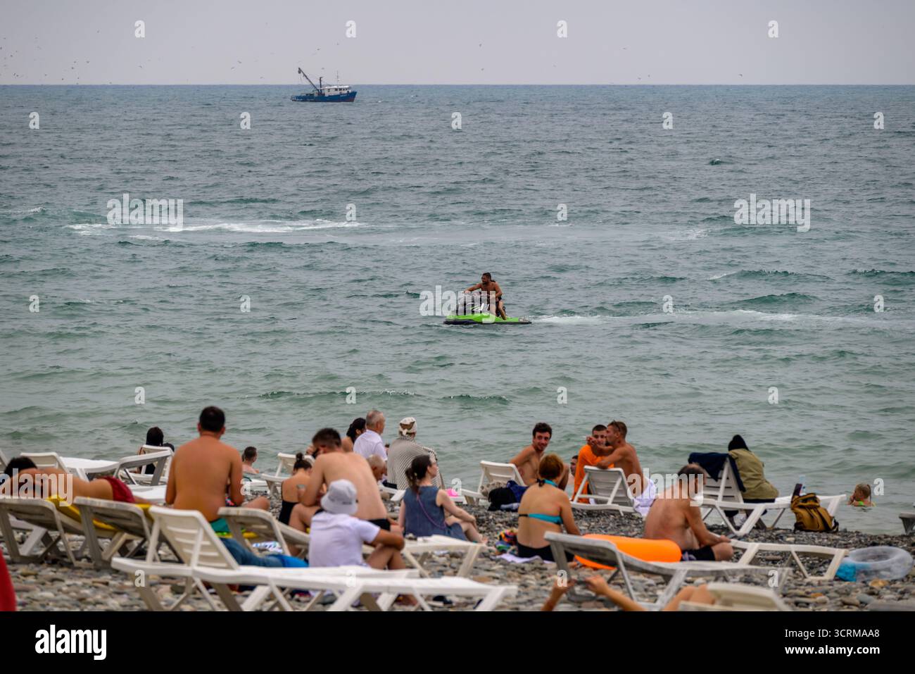 Batumi city beach along the Batumi Boulevard, popular Black Sea tourist ...