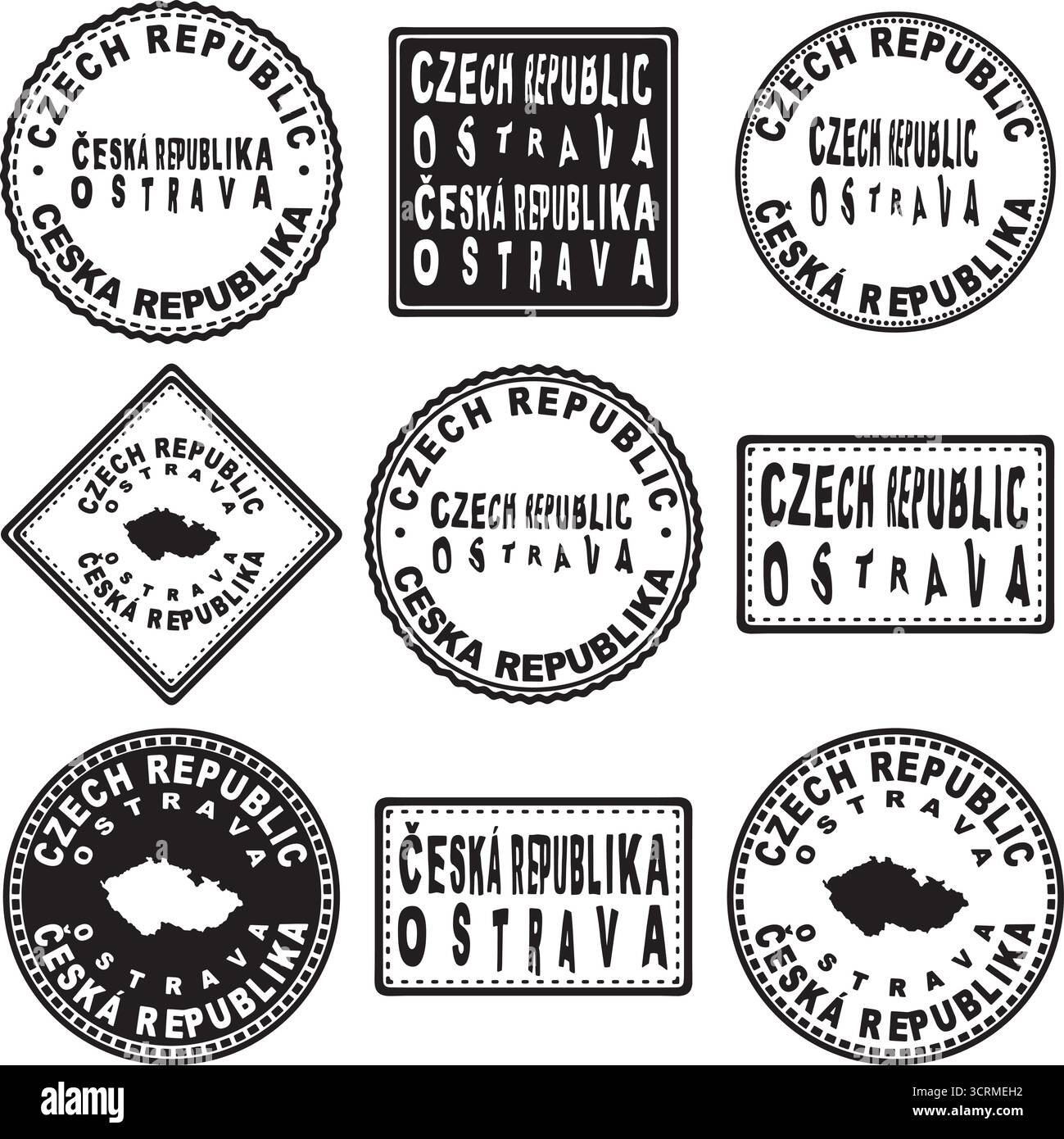 Czech Republic Ostrava Round Seal Map Design Stock Vector Image & Art ...