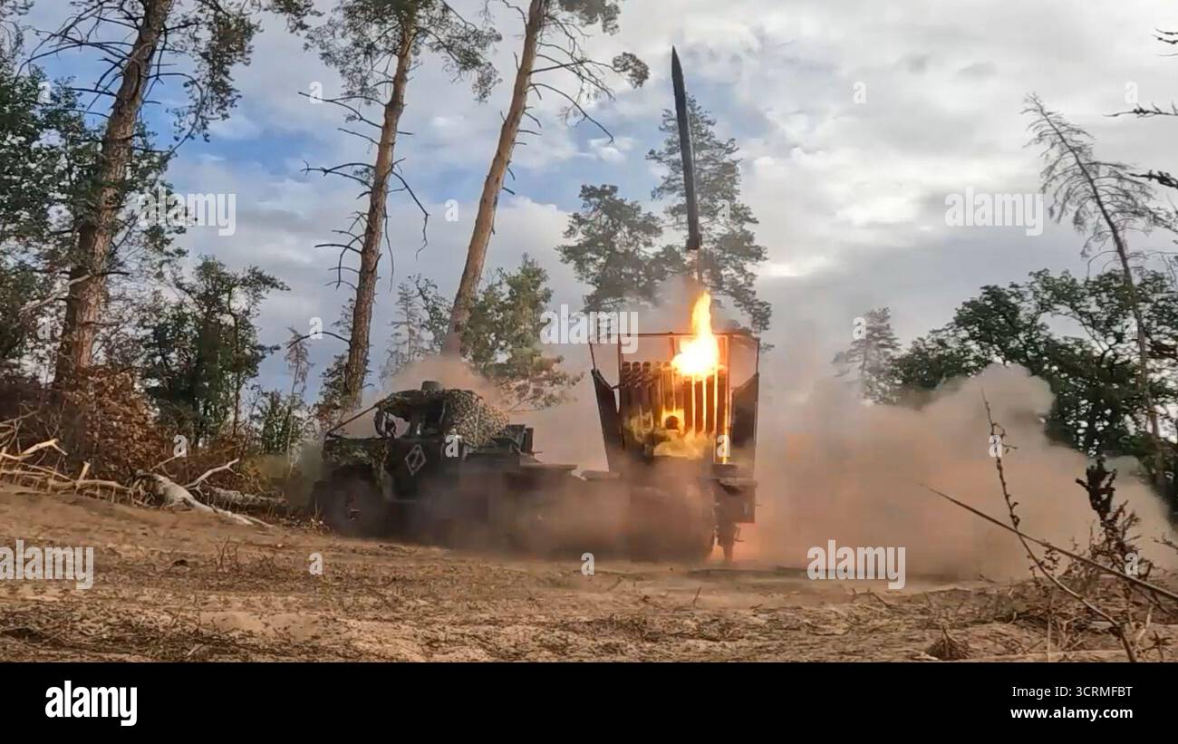 In this photo taken from video released by Russian Defense Ministry ...