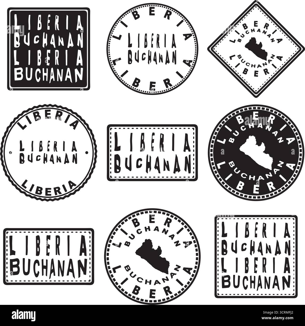 Liberia Buchanan Round Seal Map Design Stock Vector Image & Art - Alamy
