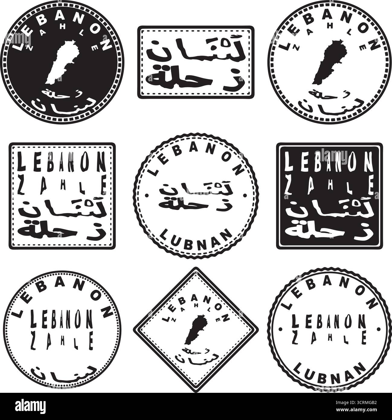 Lebanon Zahle Round Seal Map Design Stock Vector Image & Art - Alamy