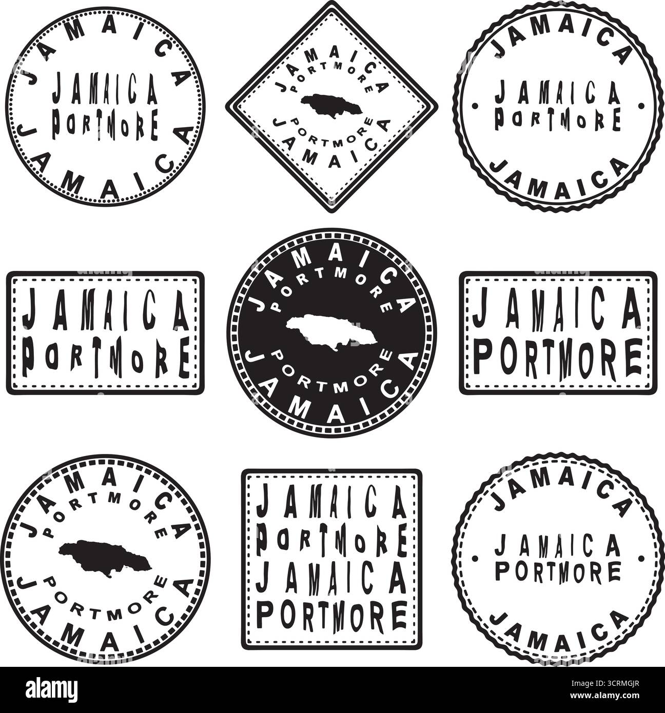Jamaica Portmore Round Seal Map Design Stock Vector Image & Art - Alamy