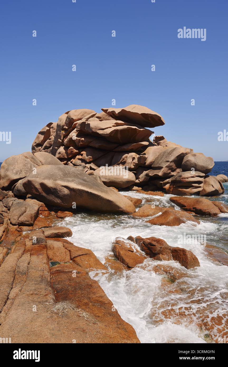 Granite rocks on the Cote de Granit Rose coast near Ploumanac'h, Cotes ...