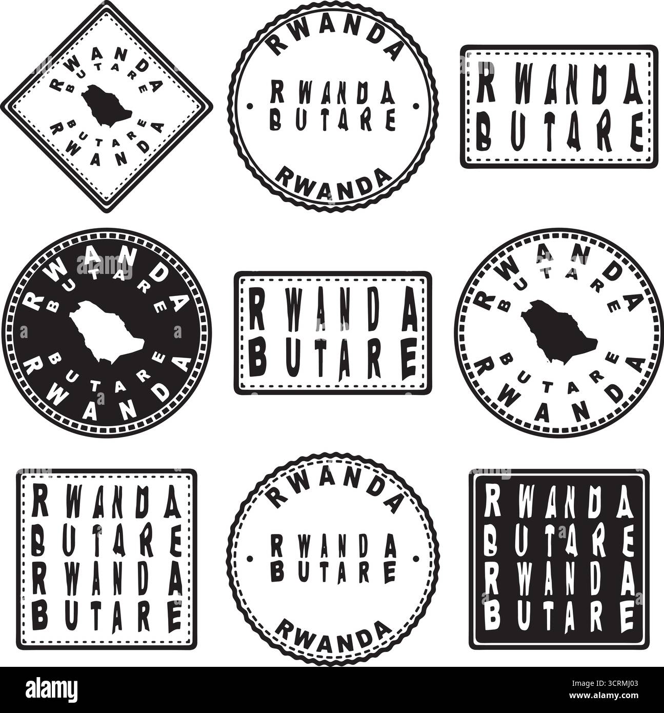 Rwanda Butare Round Seal Map Design Stock Vector Image & Art - Alamy