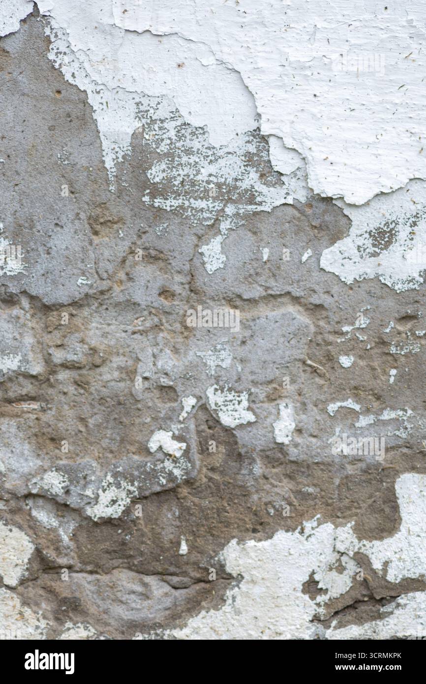 Rough concrete under flaking white paint - evokes urban decay and the ...