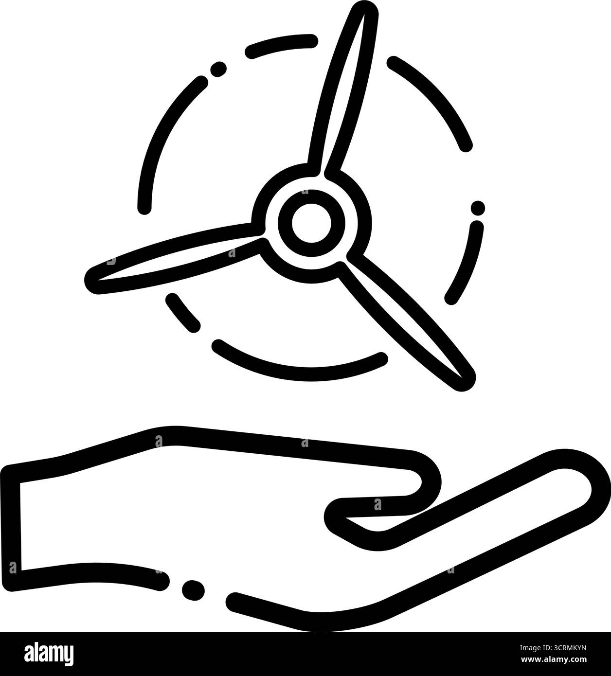 Hand holding wind turbine line vector icon Stock Vector Image & Art - Alamy