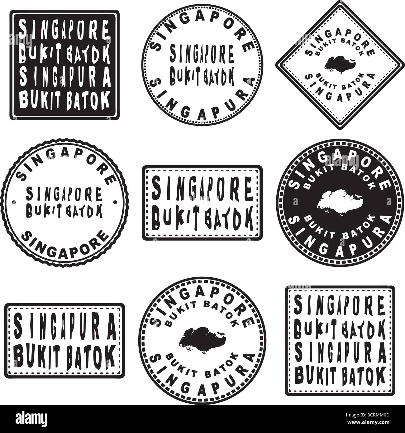 Singapore Bukit Batok Round Seal Map Design Stock Vector Image & Art ...