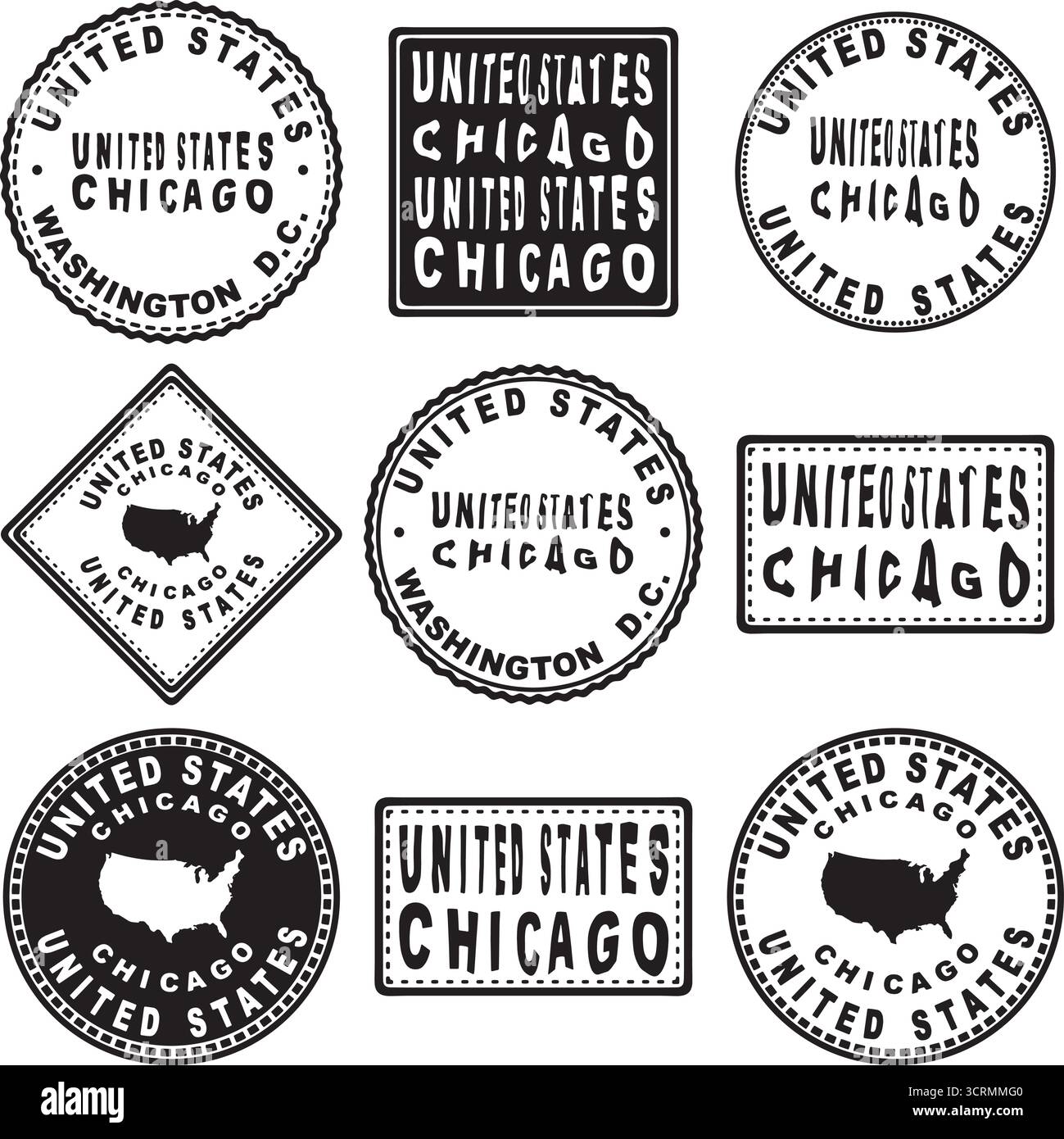 United States Chicago Round Seal Map Design Stock Vector Image & Art ...