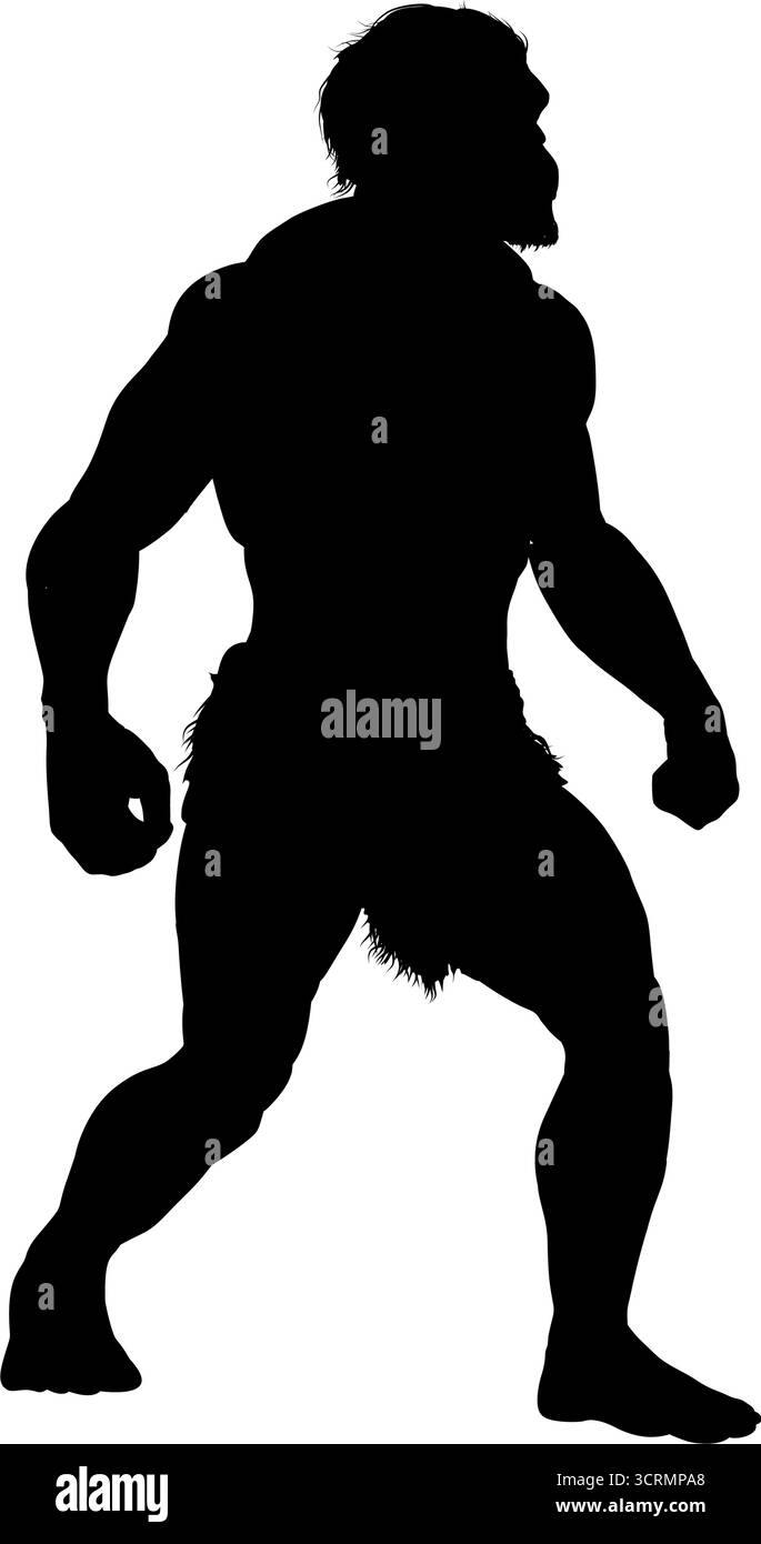 Neanderthal hunter illustration Black and White Stock Photos & Images ...