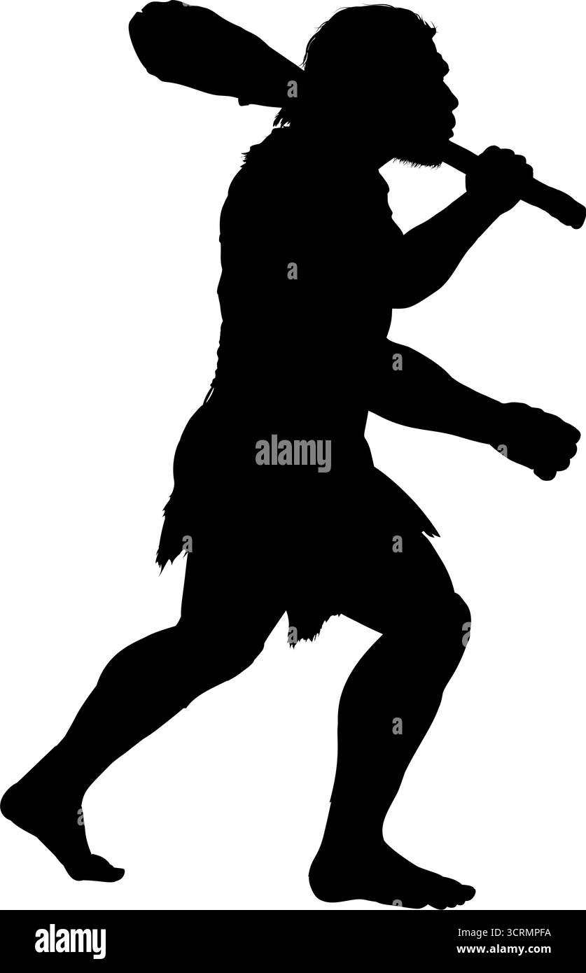 Neanderthal hunter illustration Black and White Stock Photos & Images ...