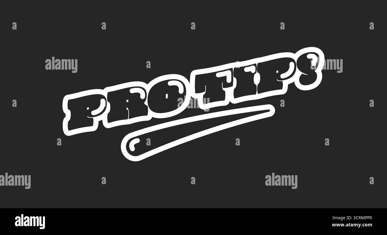 Pro tip retro black outline social media phrase Stock Vector Image ...