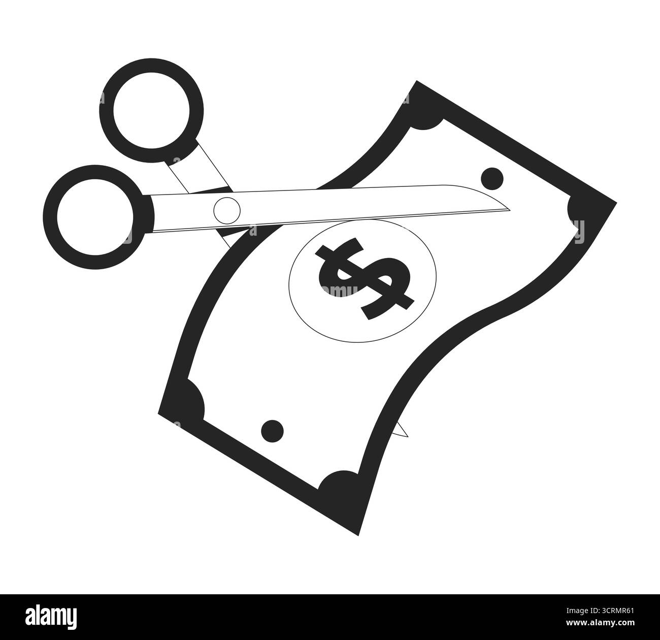 Scissors cutting dollar bill 2D line object Stock Vector Image & Art ...