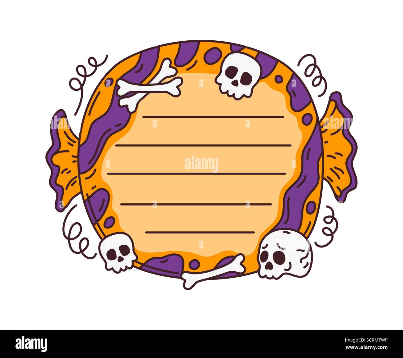 Halloween kids memo note frame with spooky skulls Stock Vector Image ...