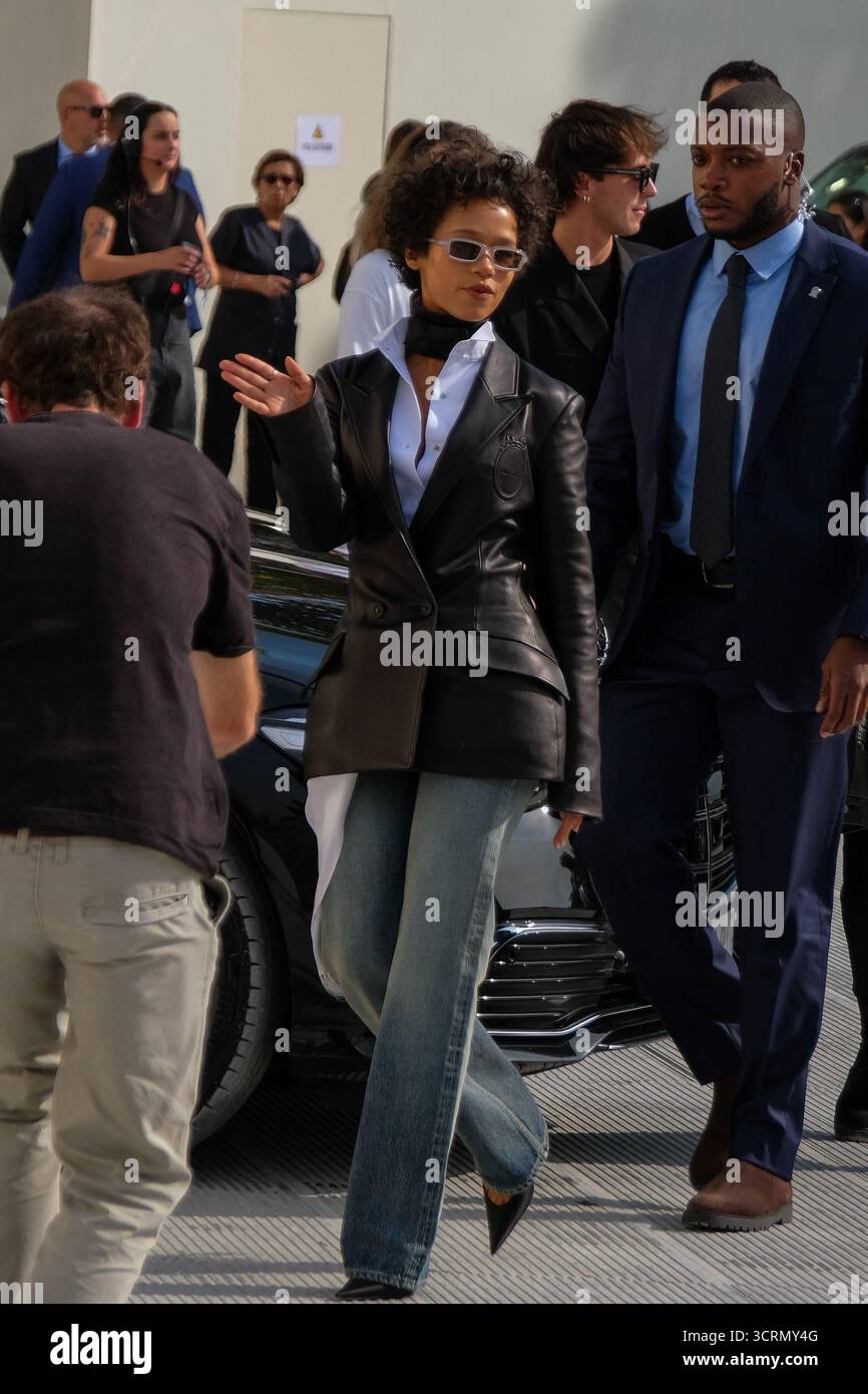 Paris, France. 01st Oct, 2025. Taylor Russell attends the Christian ...