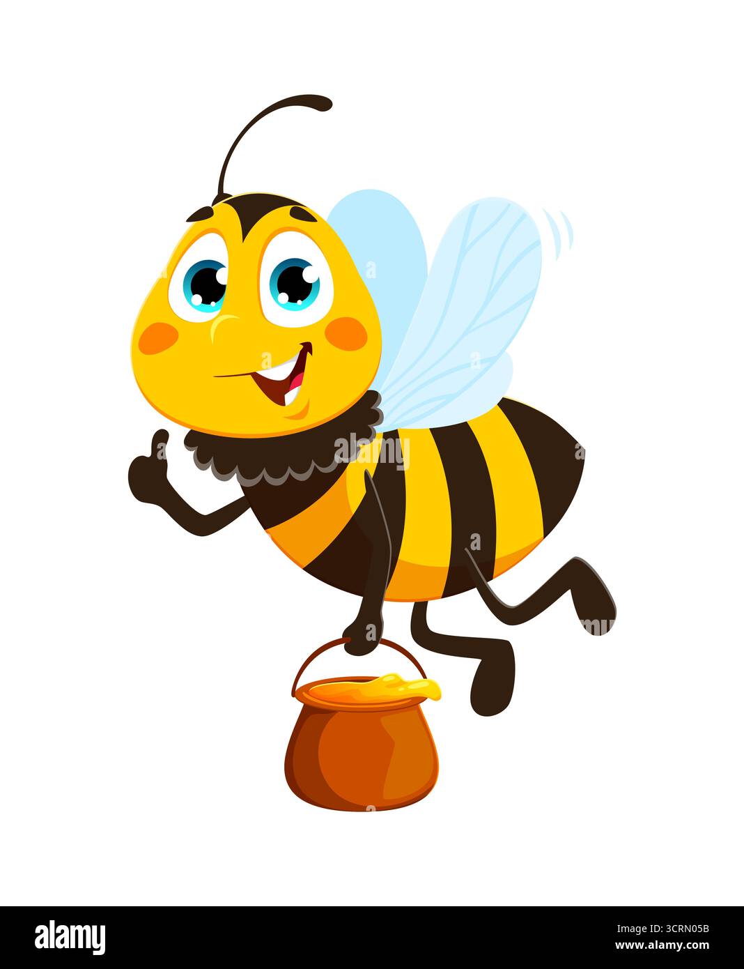 Flying with honey jug bee bug cartoon character Stock Vector Image ...