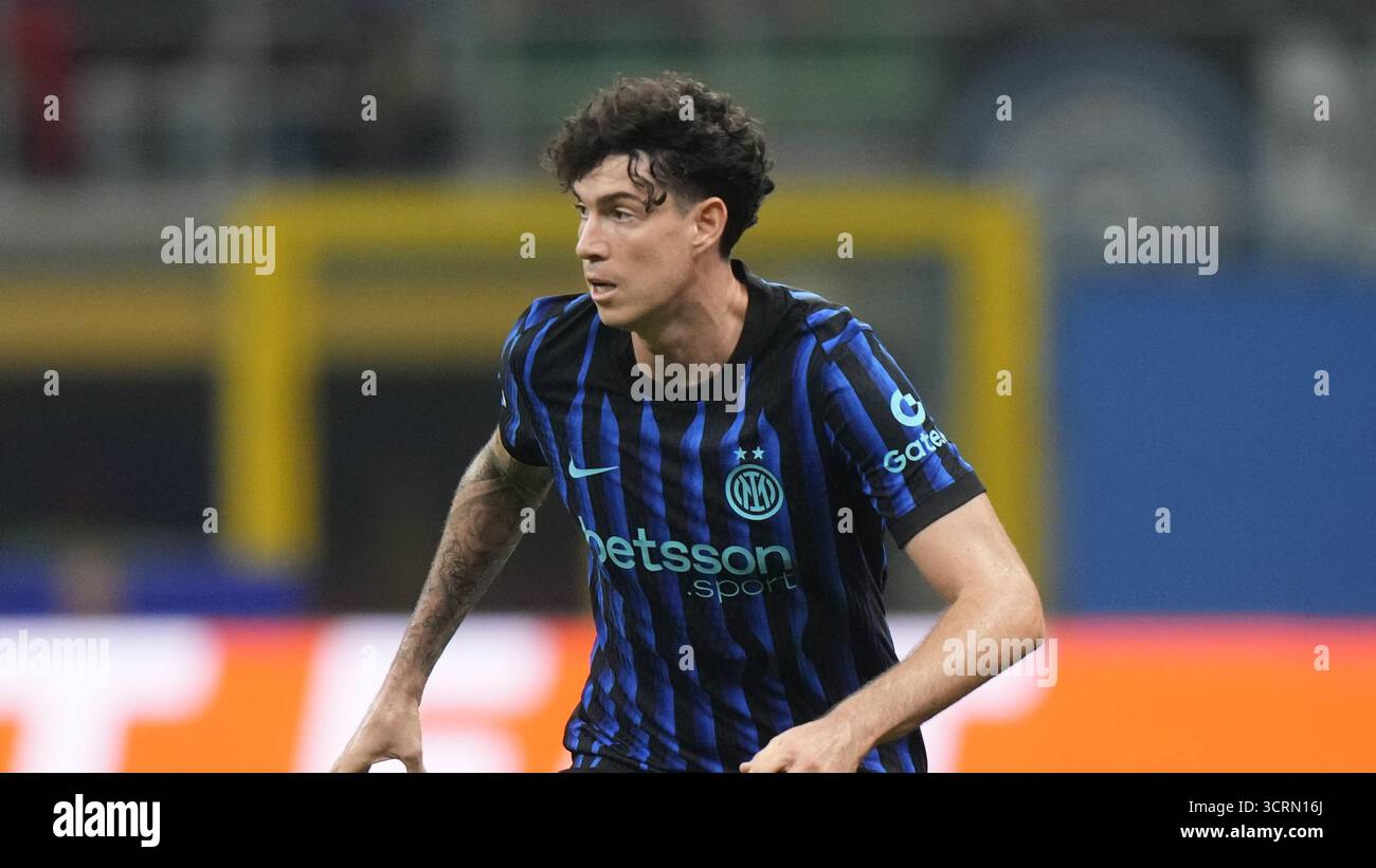 Inter Milan's Alessandro Bastoni controls the ball during a Champions ...