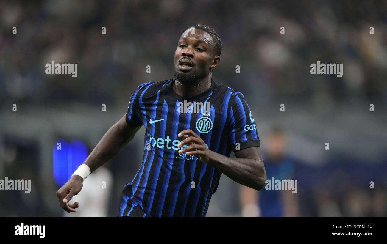 Inter Milan's Marcus Thuram controls the ball during a Champions League ...