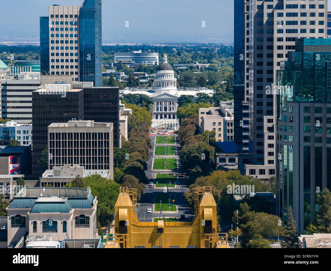 Aerial View of Sacramento with Tower Bridge and State Capitol Stock ...
