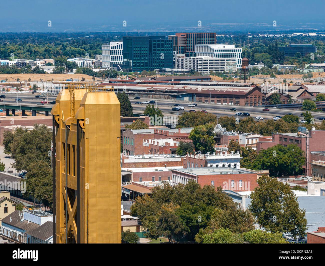 Aerial View of Sacramento with Tower Bridge and Cityscape Stock Photo ...