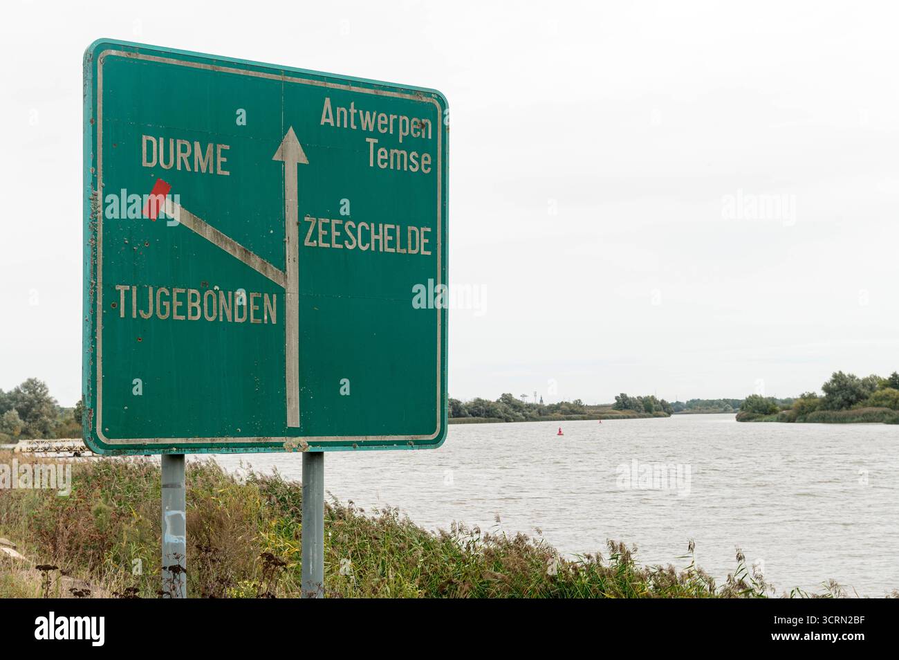 Hamme Belgium September 2025 Sign for shipping on the River Scheldt ...