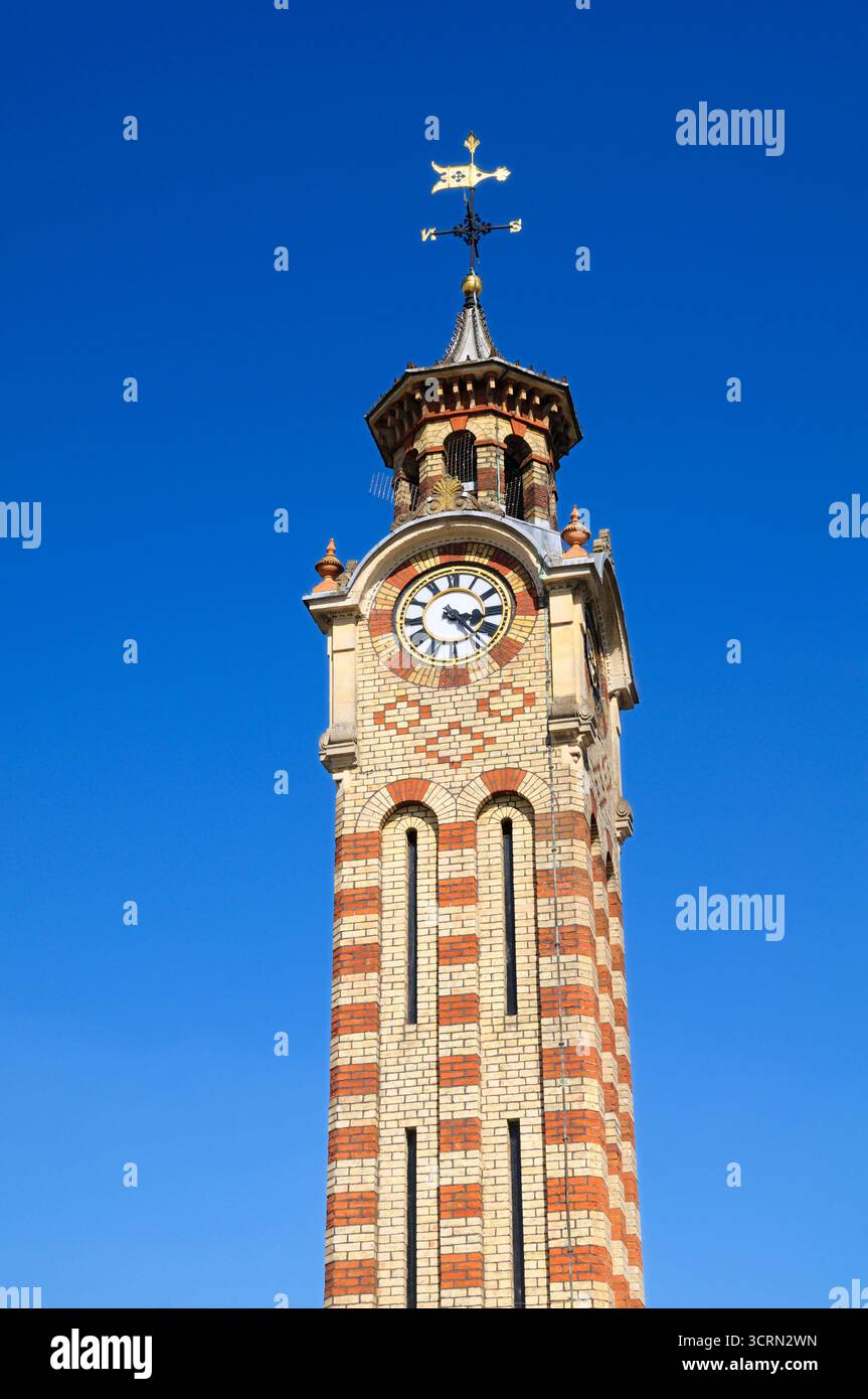 Epsom Clock Tower, four-faced Victorian clock tower in red and Suffolk ...