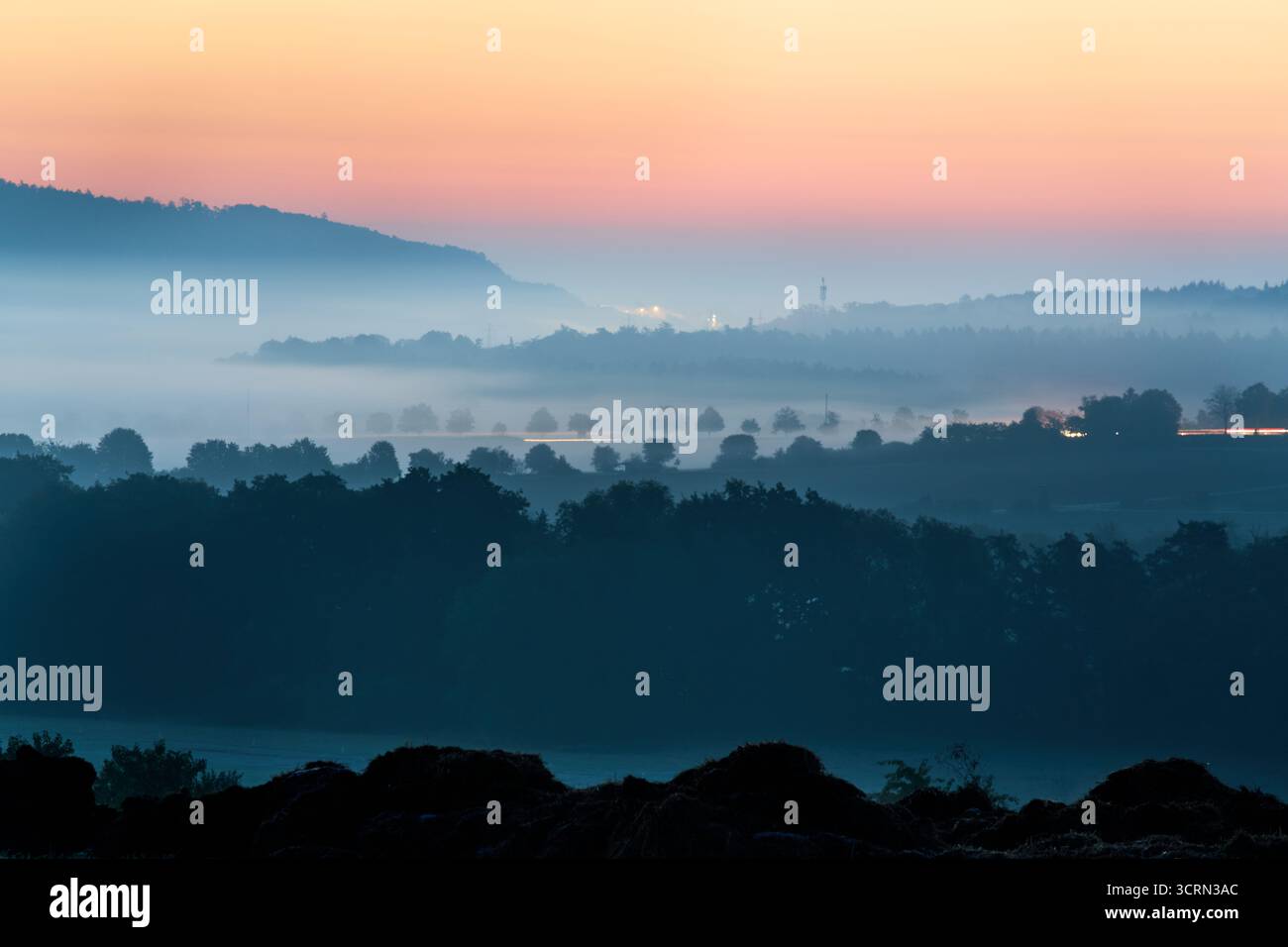 Fog lies over the fields in Wehrheim near Frankfurt, Germany, Thursday ...