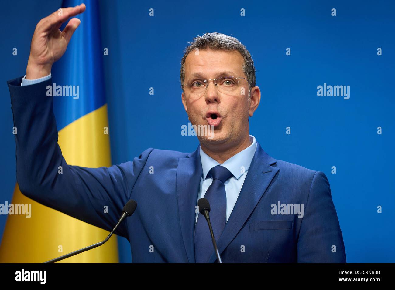 Bucharest, Romania. 2nd Oct, 2025: Ionut Mosteanu, Romanian Minister of ...