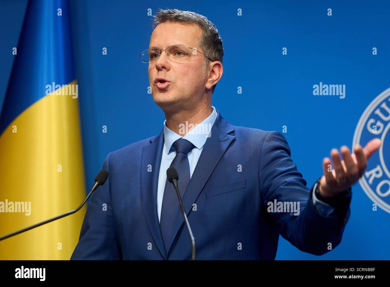 Bucharest, Romania. 2nd Oct, 2025: Ionut Mosteanu, Romanian Minister of ...