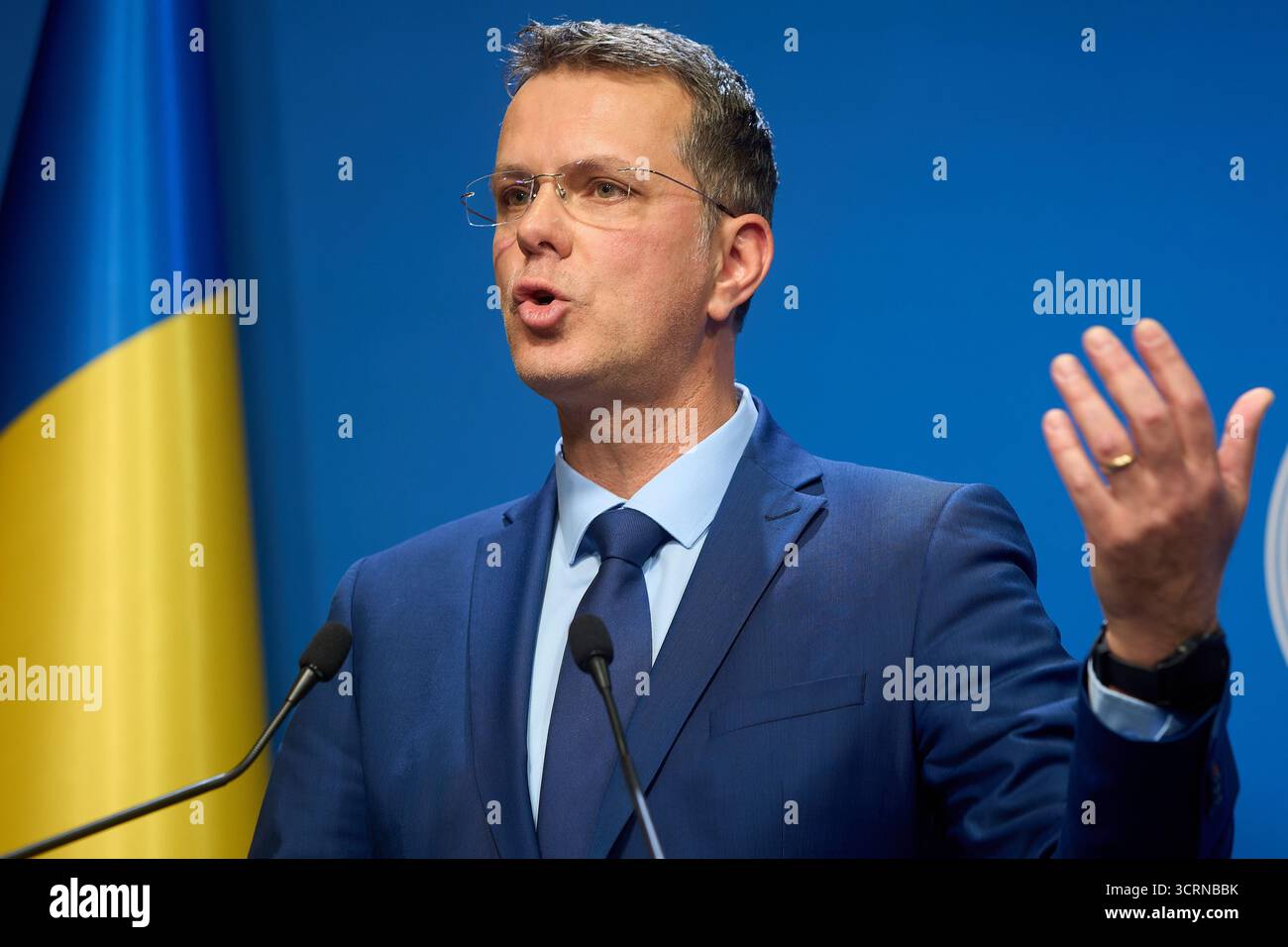 Bucharest, Romania. 2nd Oct, 2025: Ionut Mosteanu, Romanian Minister of ...
