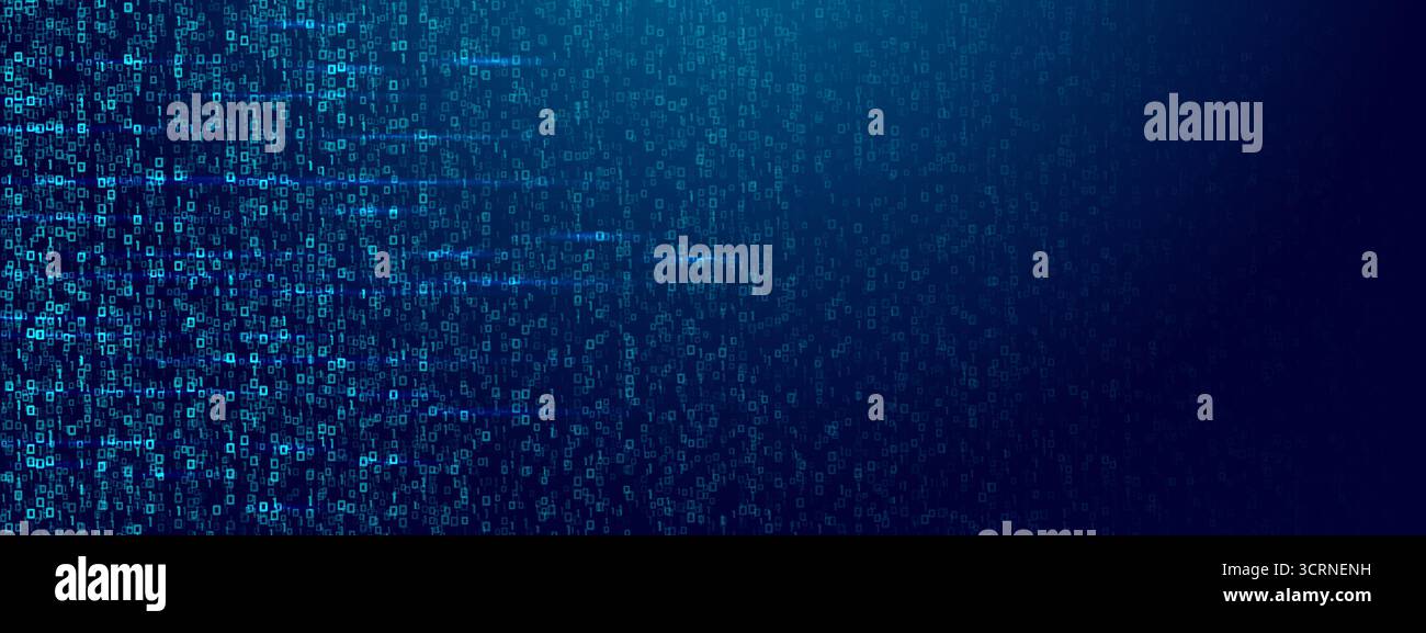 Binary numbers fall like digital rain on a blue background Stock Vector ...